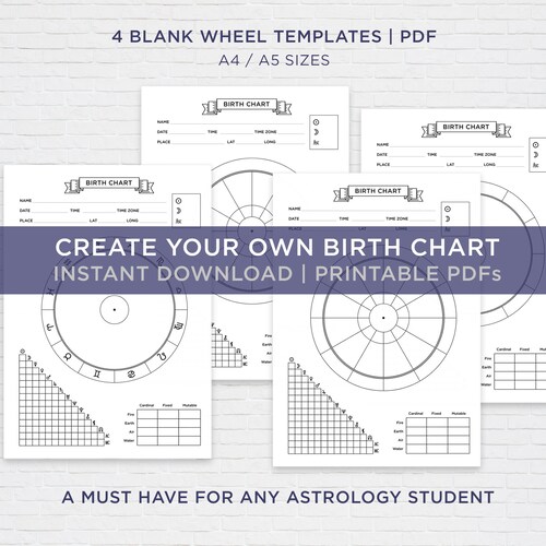 Blank Astrology Natal Chart Wheel. Printable Worksheet. Witchy - Etsy