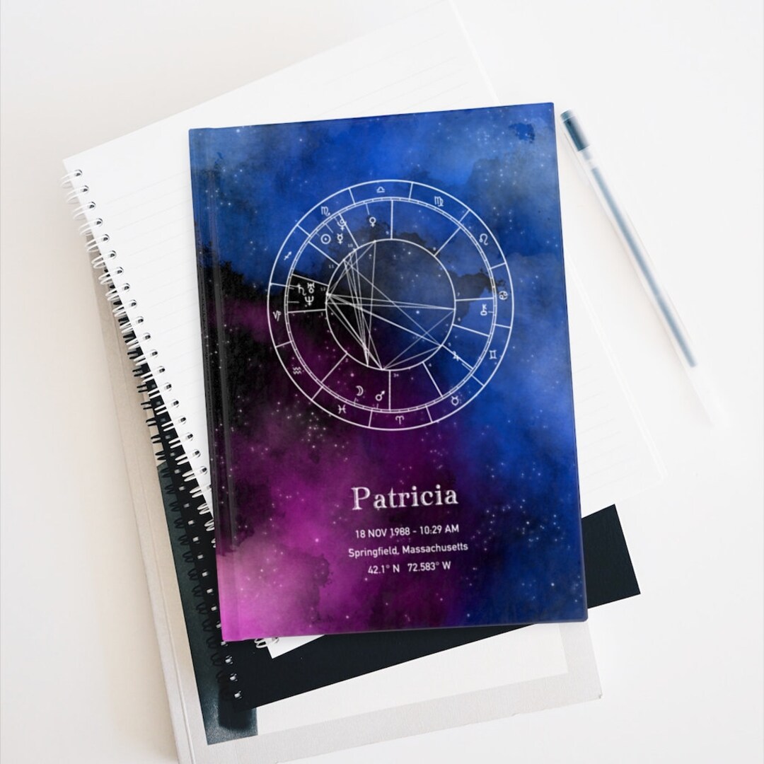 Custom Astrology Birth Chart Journal Hardcover. Natal Chart Art. Zodiac ...