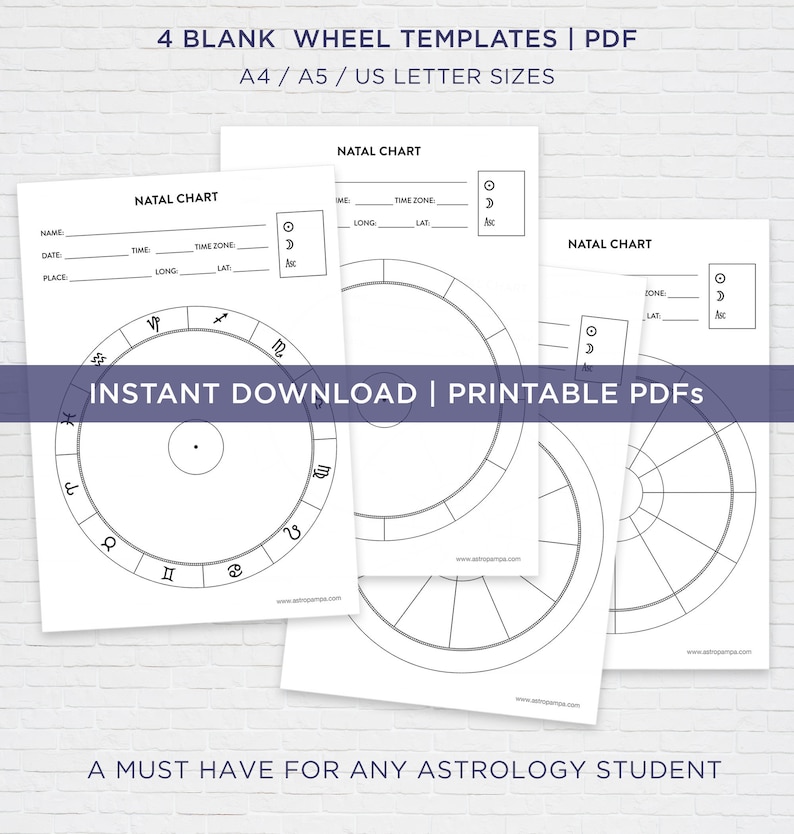 Blank Astrology Natal Chart Wheel. Printable Worksheet. Birth | Etsy