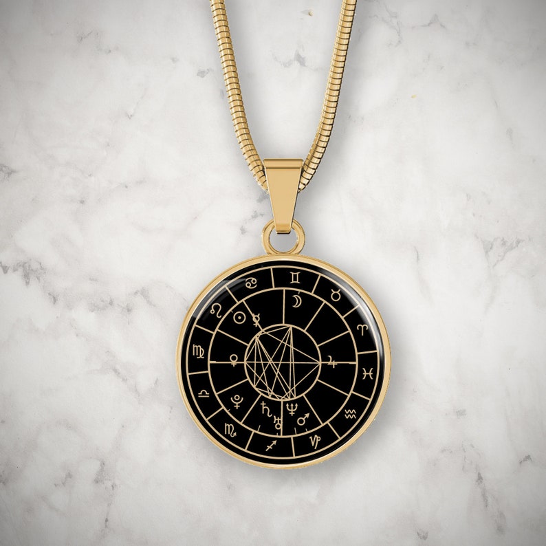 Personalized Birth Chart Necklace Pendant Gold. Custom Natal Chart ...