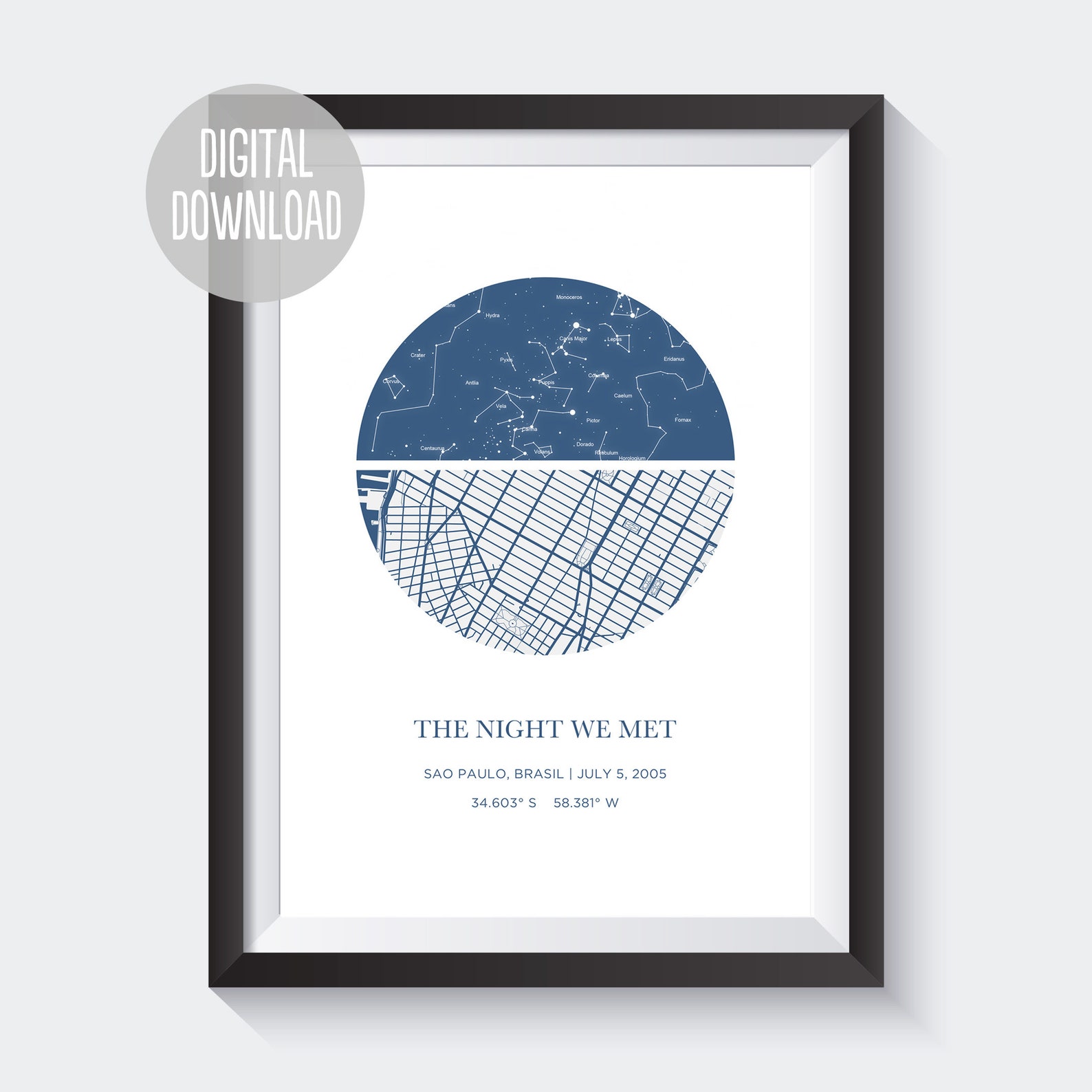 Custom Star & City Map. Night Sky Constellation. Map of the | Etsy