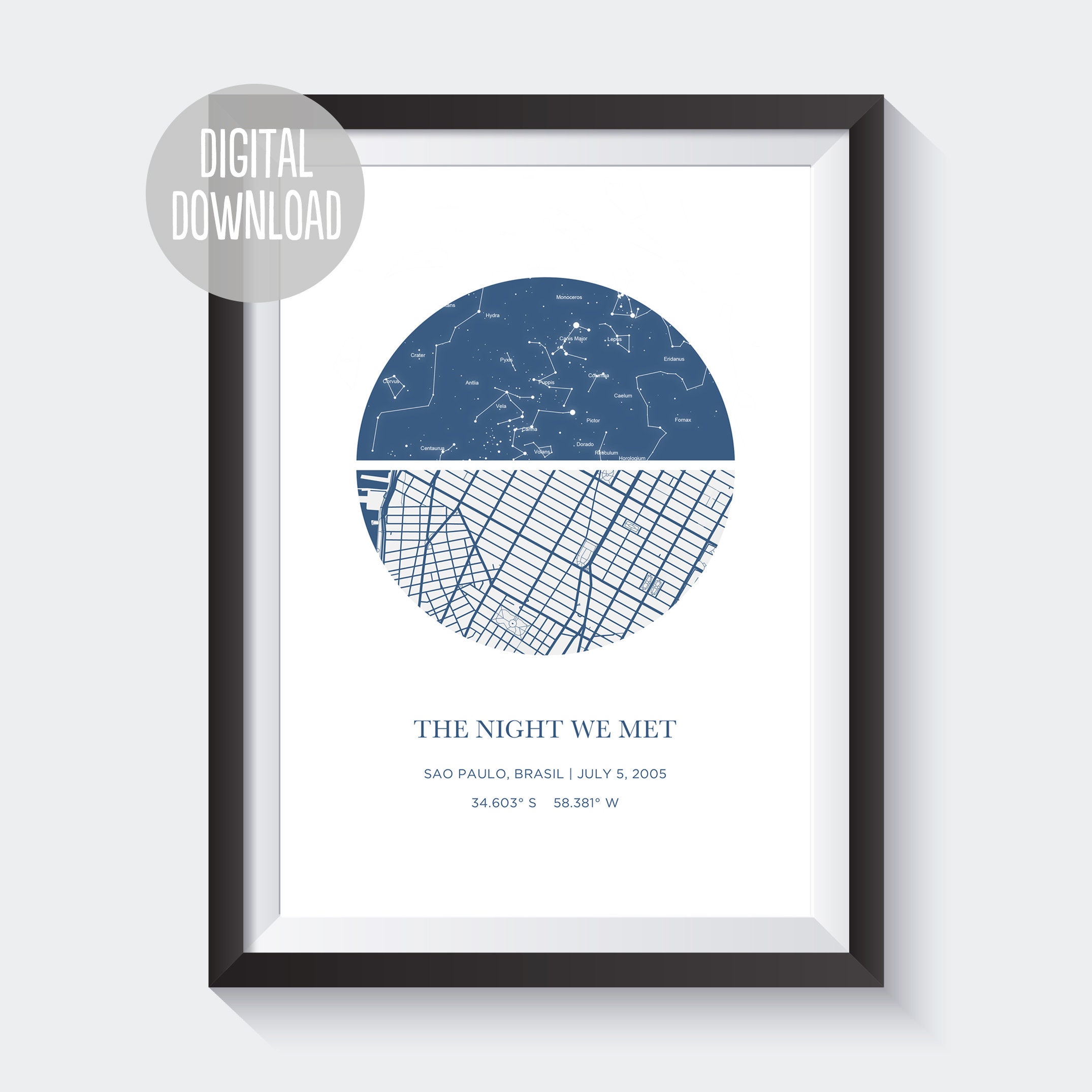 Custom Star & City Map. Night Sky Constellation. Map of the | Etsy