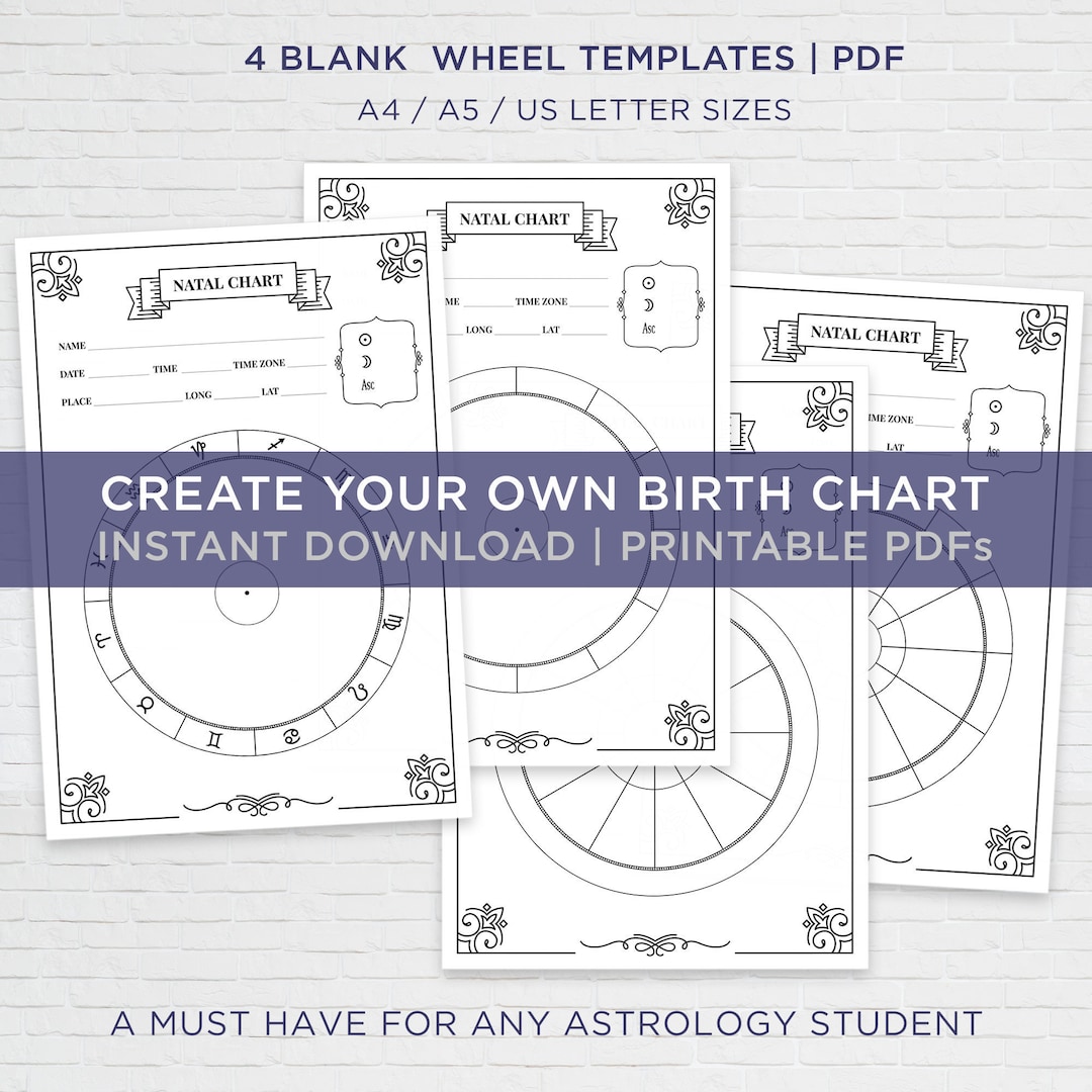 Blank Astrology Natal Chart Wheel. Printable Worksheet. Witchy Book of ...