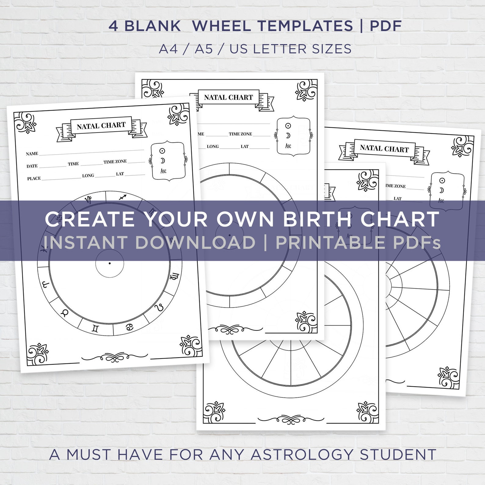 Blank Astrology Natal Chart Wheel. Printable Worksheet. Witchy - Etsy UK