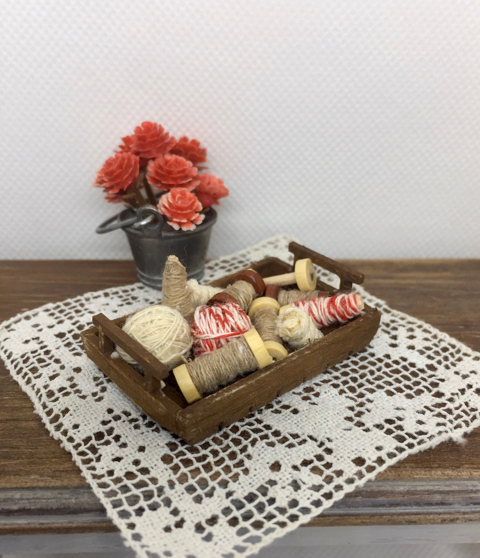 Miniature Dollhouse Rustic Crate of Spools and Twine - Etsy