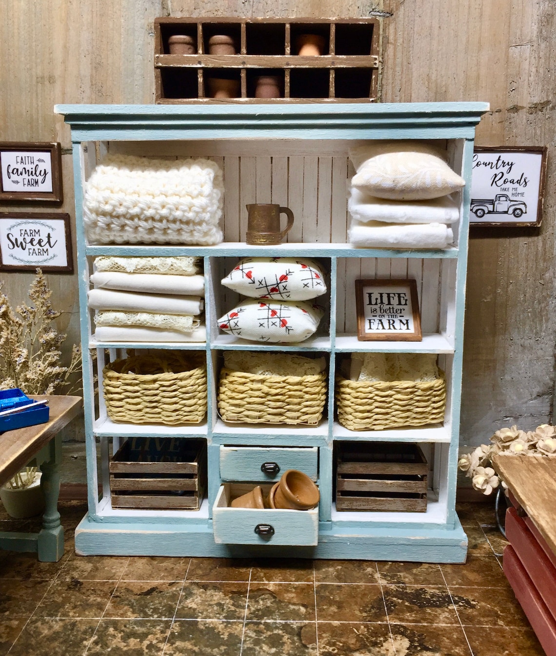 Miniature Dollhouse Farmhouse Cabinet | Etsy