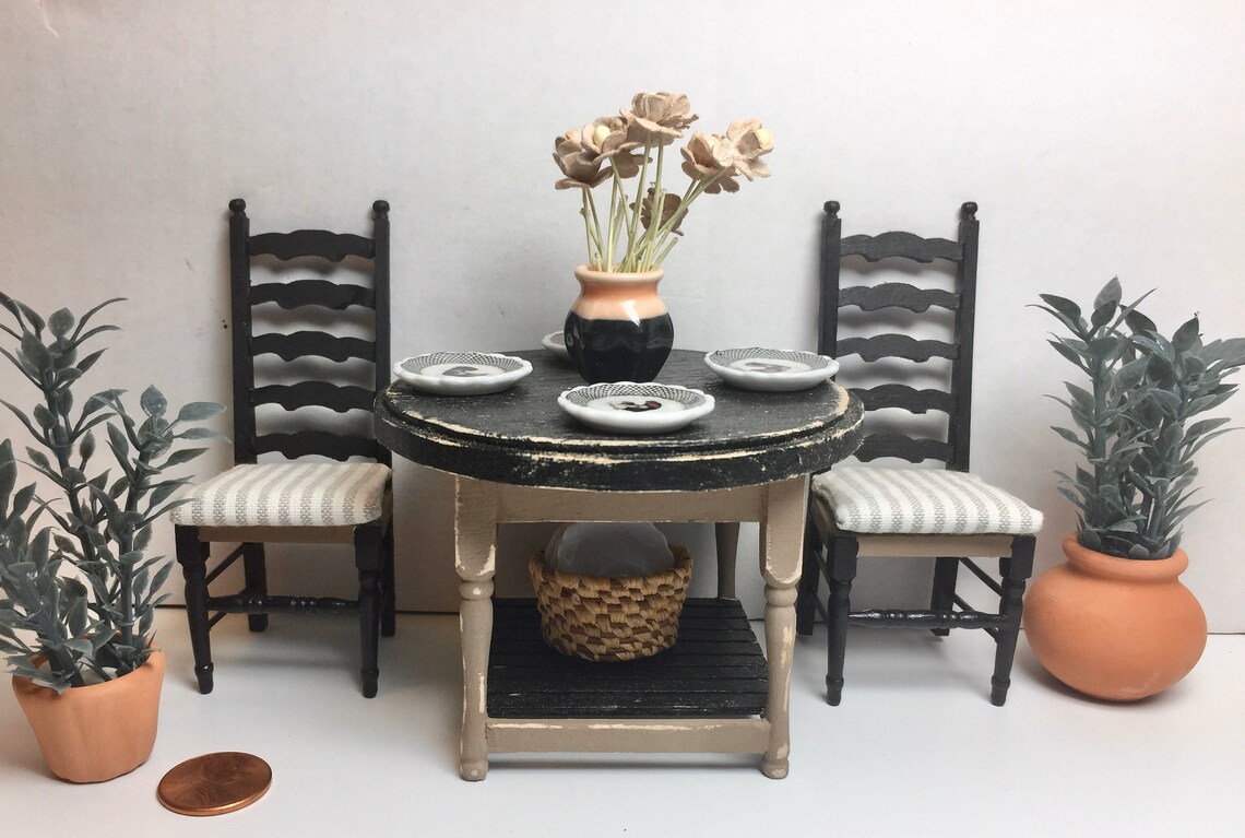 Miniature Dollhouse Farmhouse Table and Chairs - Etsy