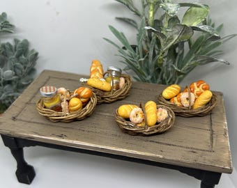 Miniature Mix Bread in Basket,miniature Basket,miniature Bread ...