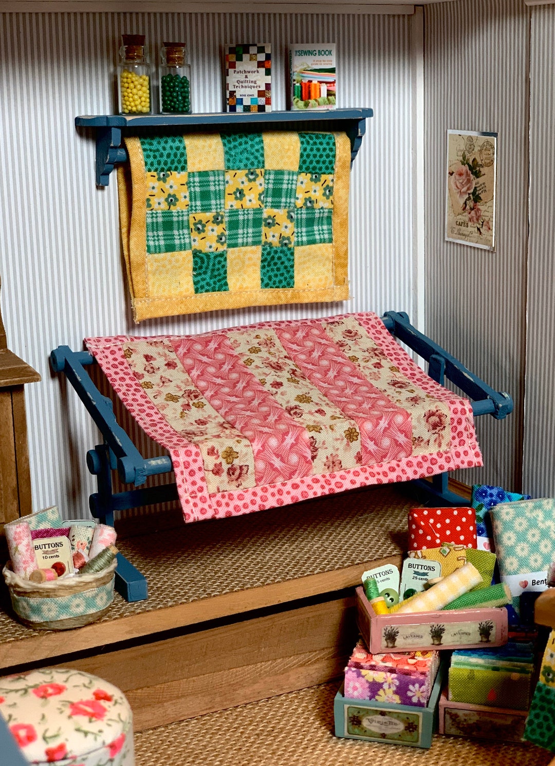Miniature Quilt Hanging Shelf With Quilt - Etsy