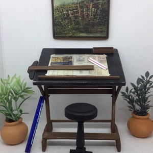 Miniature Dollhouse Vintage Inspired Drafting Table - Etsy