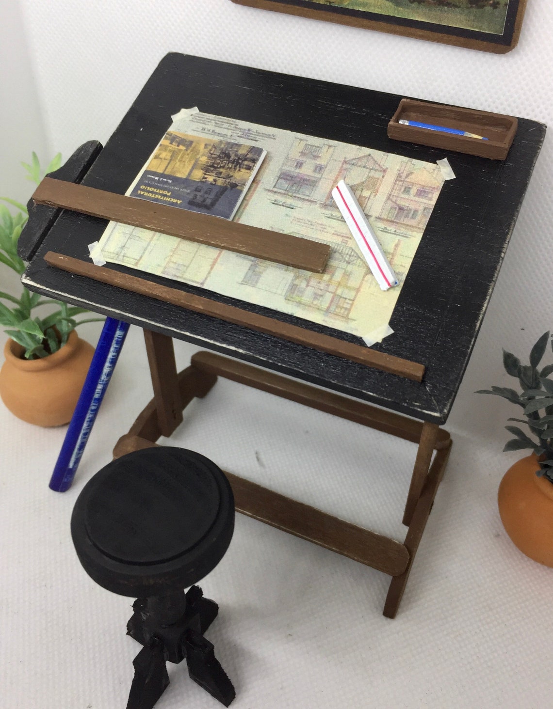 Miniature Dollhouse Vintage Inspired Drafting Table - Etsy