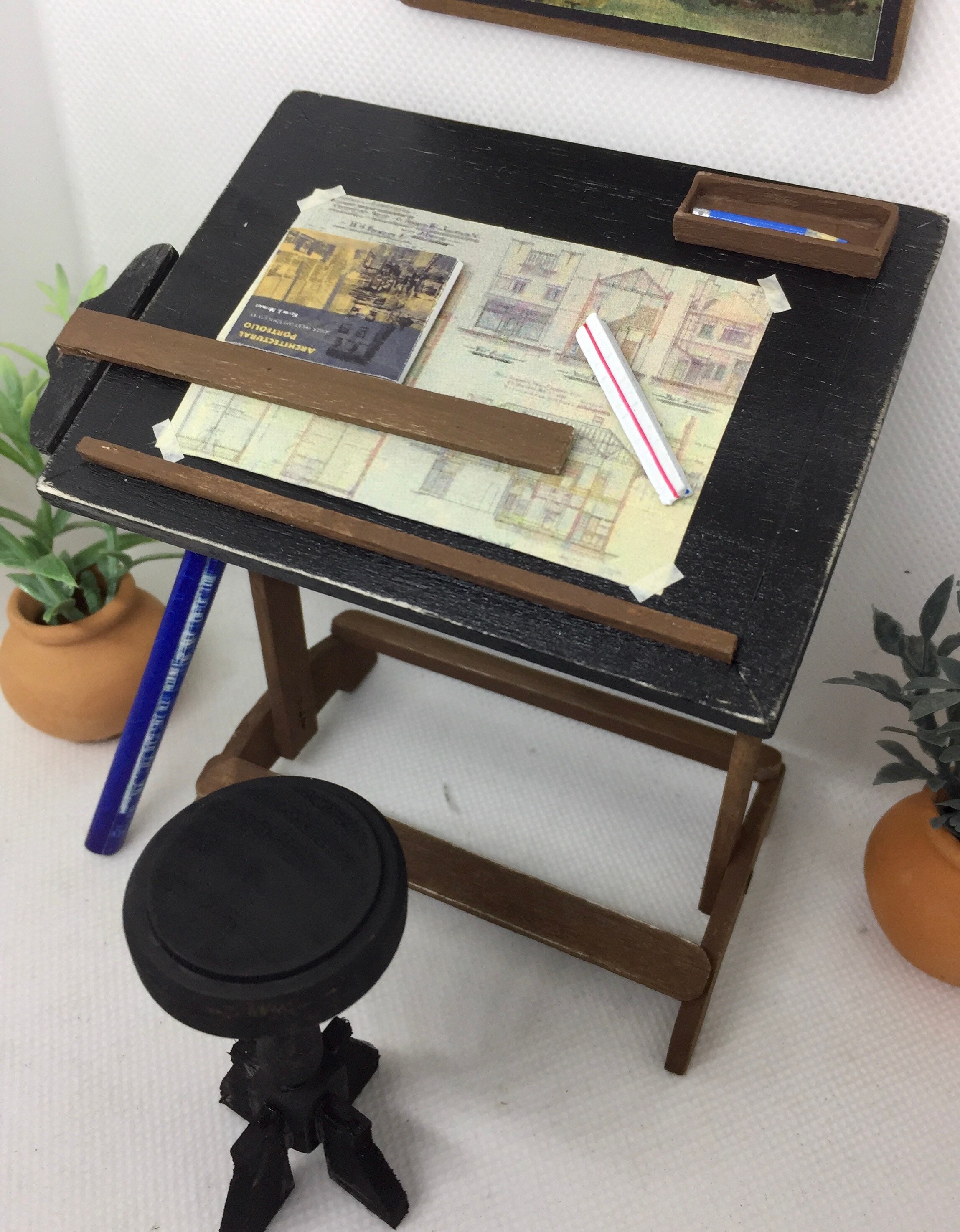 Miniature Dollhouse Vintage Inspired Drafting Table - Etsy