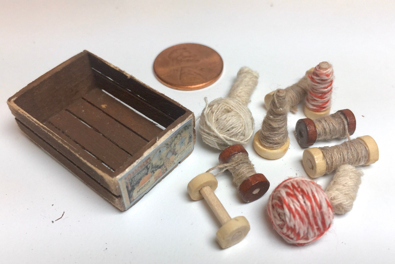 Miniature Dollhouse Rustic Crate of Spools and Twine - Etsy