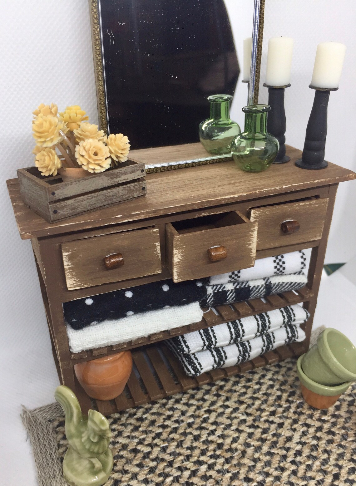 Miniature Dollhouse Farmhouse Cabinet With Shelves - Etsy