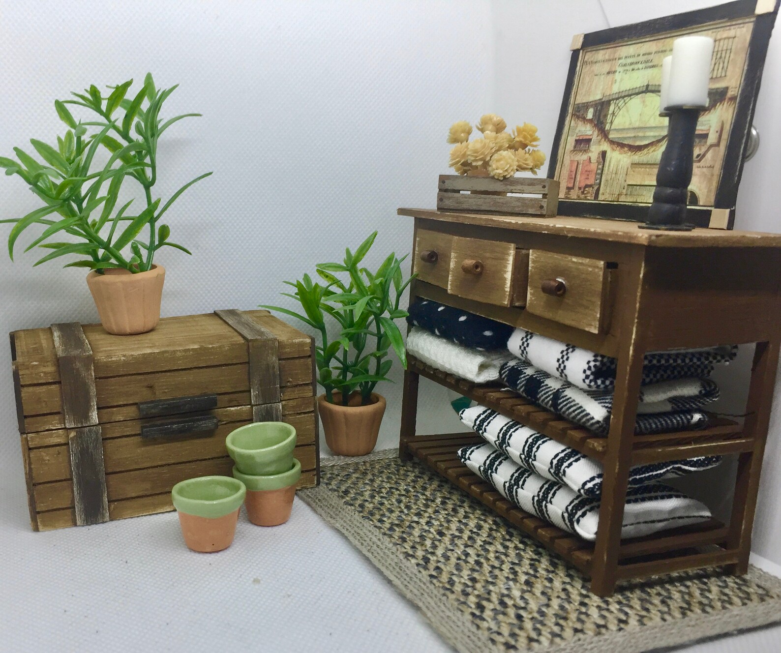 Miniature Dollhouse Farmhouse Cabinet With Shelves - Etsy