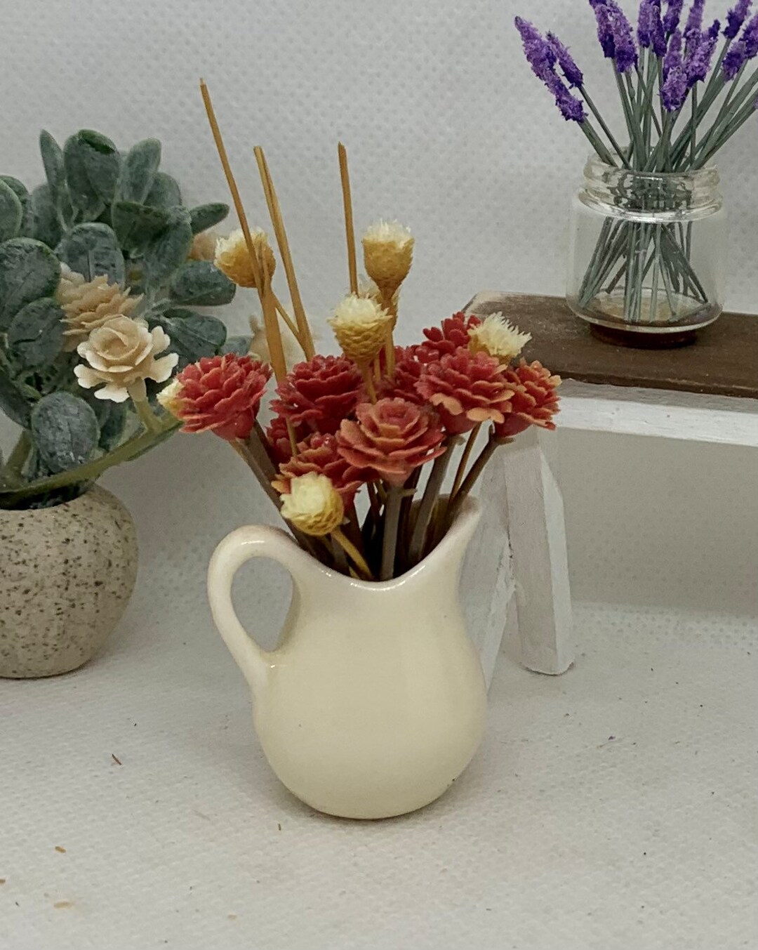 Miniature Farmhouse Pitcher of Flowers - Etsy