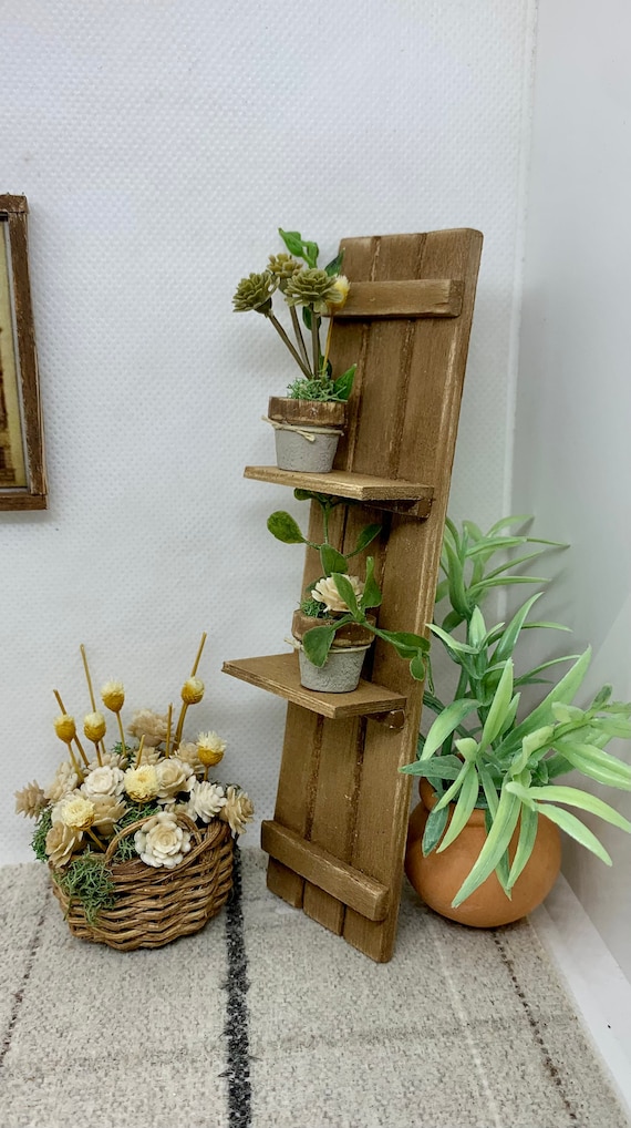 Miniature Farmhouse Shutter Shelf With Plants - Etsy