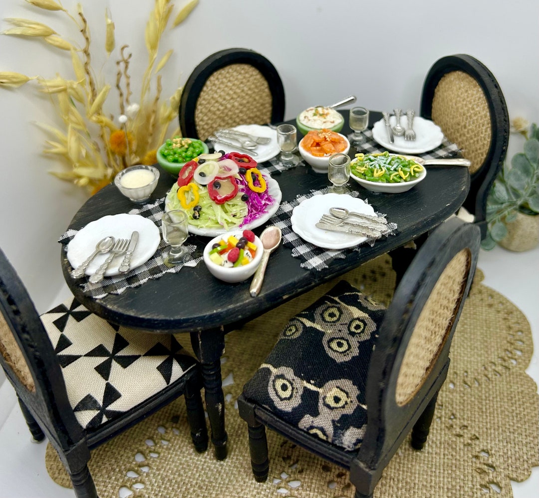 Miniature Dollhouse Farmhouse Table and Chairs - Etsy