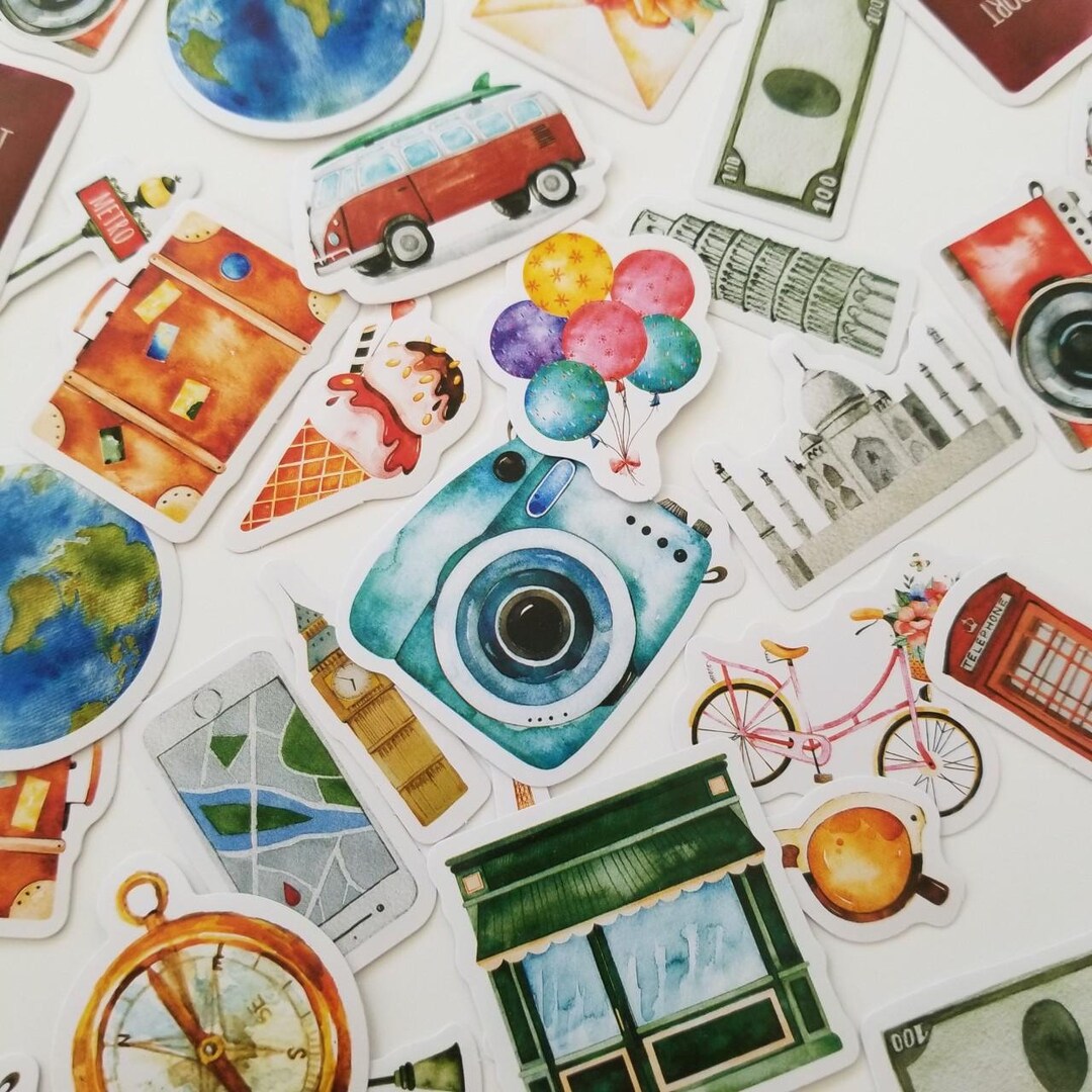 Travel Stickers - Kawaii Cute Stickers for Diary, Planners, or ...