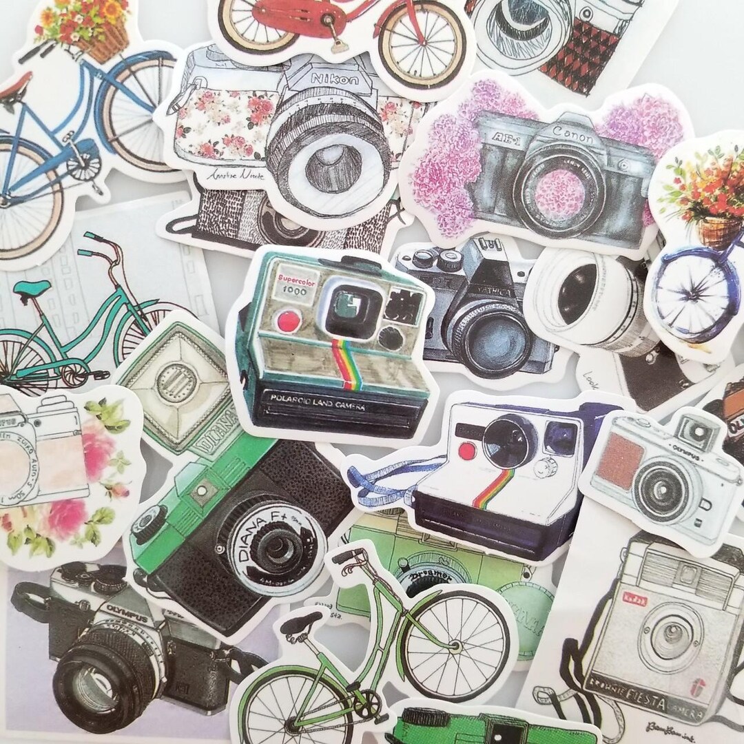 Cameras & Bikes Stickers - Photographer Stickers for Diary, Planners ...