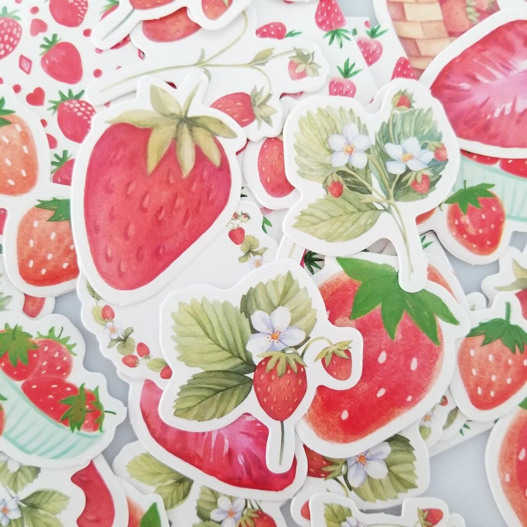 Strawberry Stickers (red) - Fruit Planner Diary Sticker - Cute Fun ...