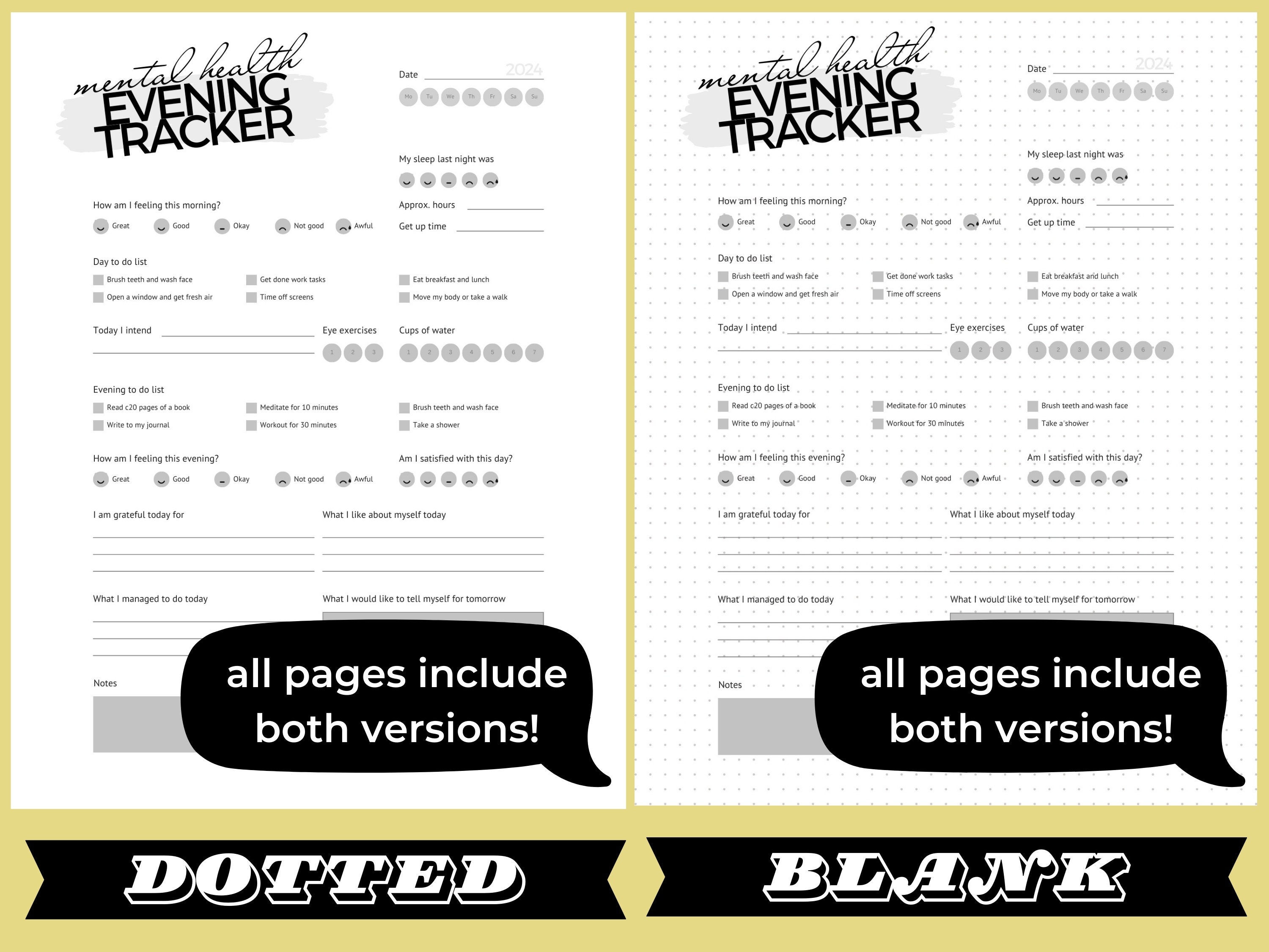 2024 Morning & Evening Planners Printable-a5 Planner Pages-bullet ...