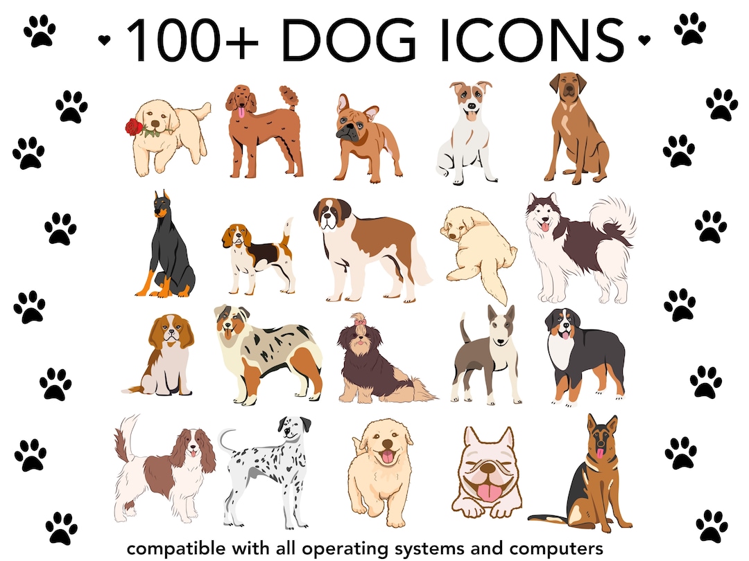 100 Dog Icons for Mac & PC Folders, File Icons, Mac, PC, Instant ...