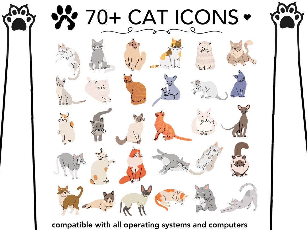 70 Cat Icons for Mac & PC, Folder Icons, File Icons, Mac, PC, Instant ...