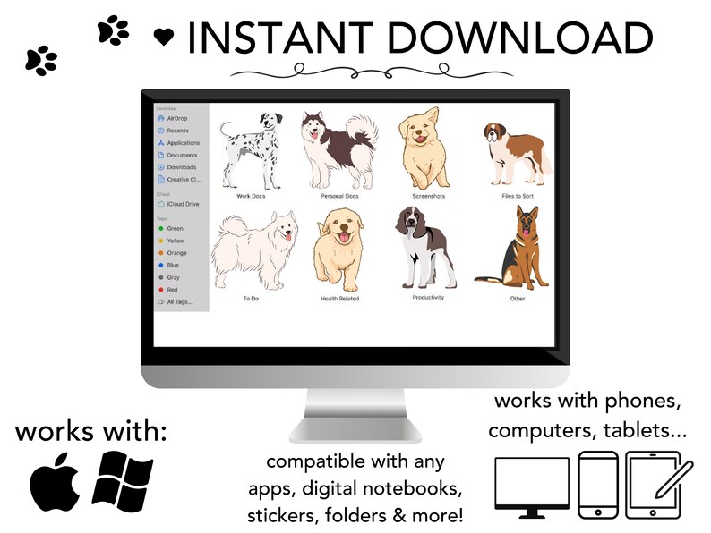 100 Dog Icons for Mac & PC Folders, File Icons, Mac, PC, Instant ...