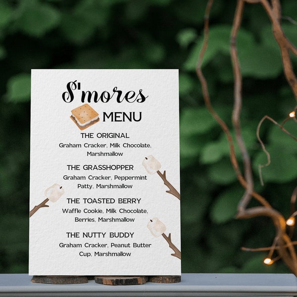Wedding Smore Menu - Etsy