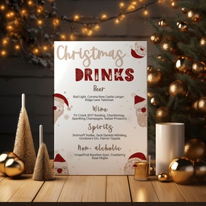 Christmas Drink Menu, Holiday Party Drink Menu, Printable Xmas Bar Sign ...