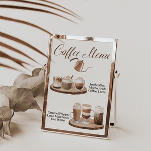 Coffee Menu Sign Template, Board Coffee Drink Menu Sign, Printable ...