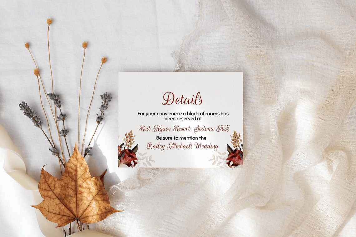Wedding Detail Card Printable, Instant Download Template, Editable ...