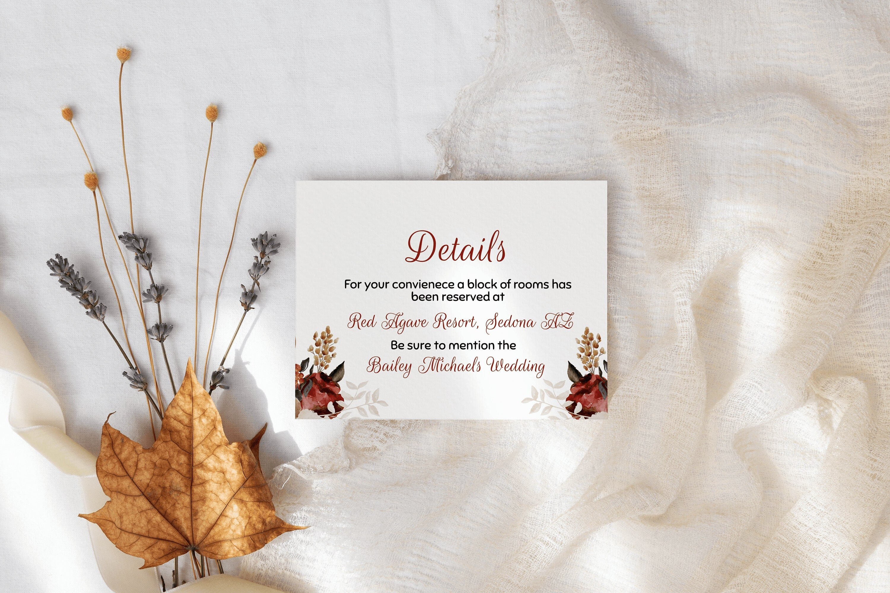 Wedding Detail Card Printable, Instant Download Template, Editable ...