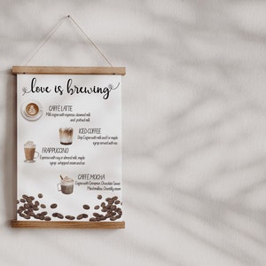 Love is Brewing Coffee Menu Sign Template, Wedding Coffee Bar Sign ...