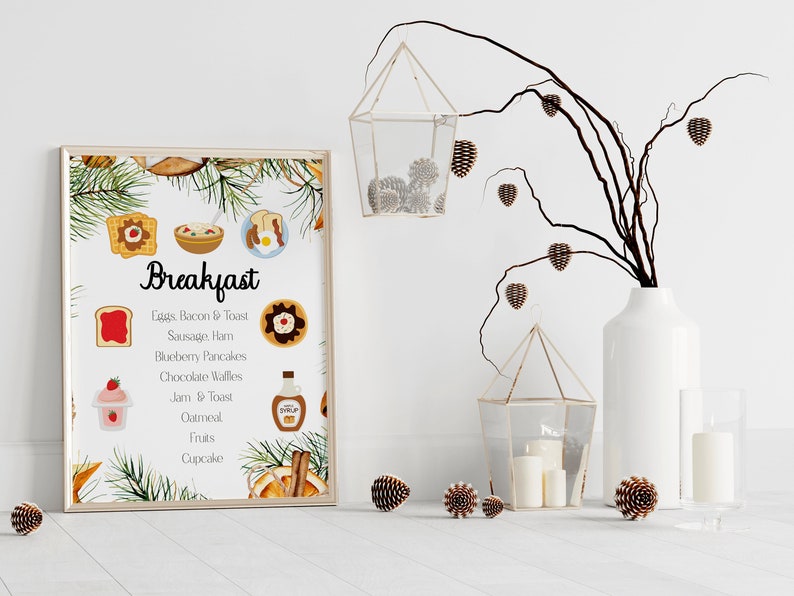 Christmas Breakfast Menu Sign Template, Editable Holiday Breakfast ...