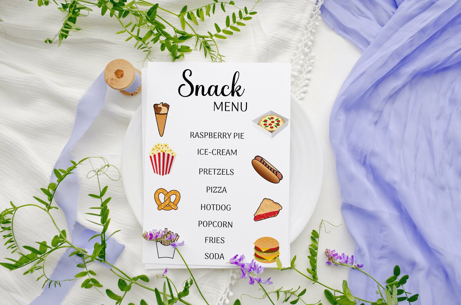 Printable Snack Menu Sign, Minimalistic Snack Bar, Wedding Snack Bar ...