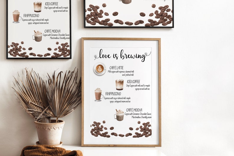 Love is Brewing Coffee Menu Sign Template, Wedding Coffee Bar Sign ...