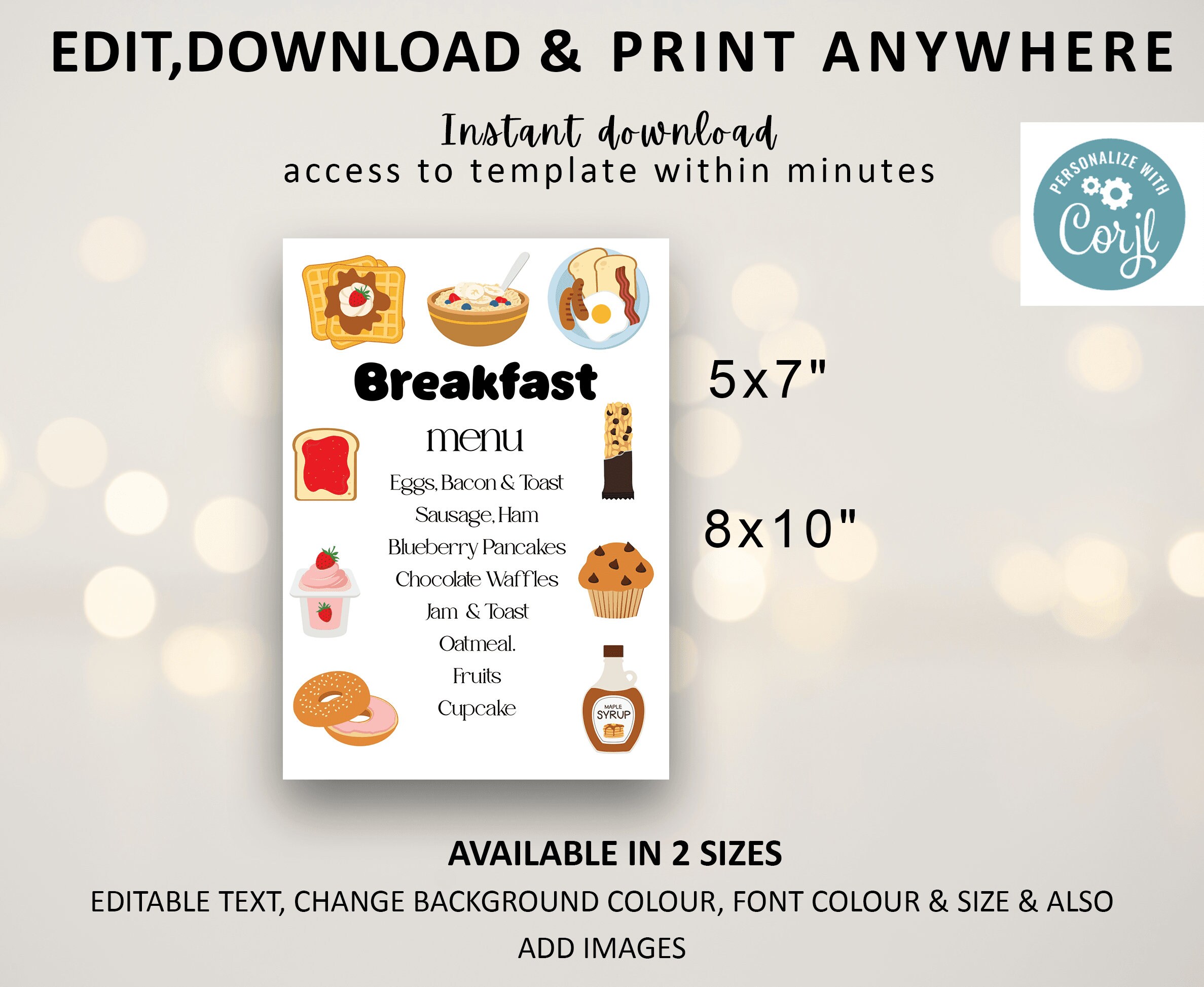 Minimalistic Breakfast Menu Sign Template Create Your Own - Etsy
