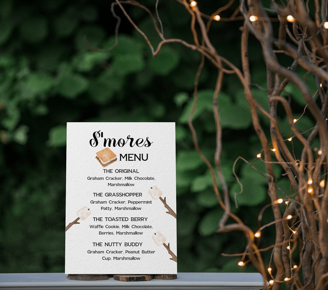 Editable S'mores Menu Sign Template. S'mores Station Sign, Smore ...