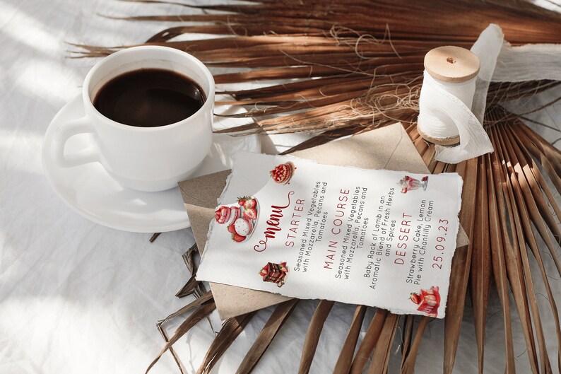 Editable Strawberry Menu Template Baby Shower Menu Card - Etsy