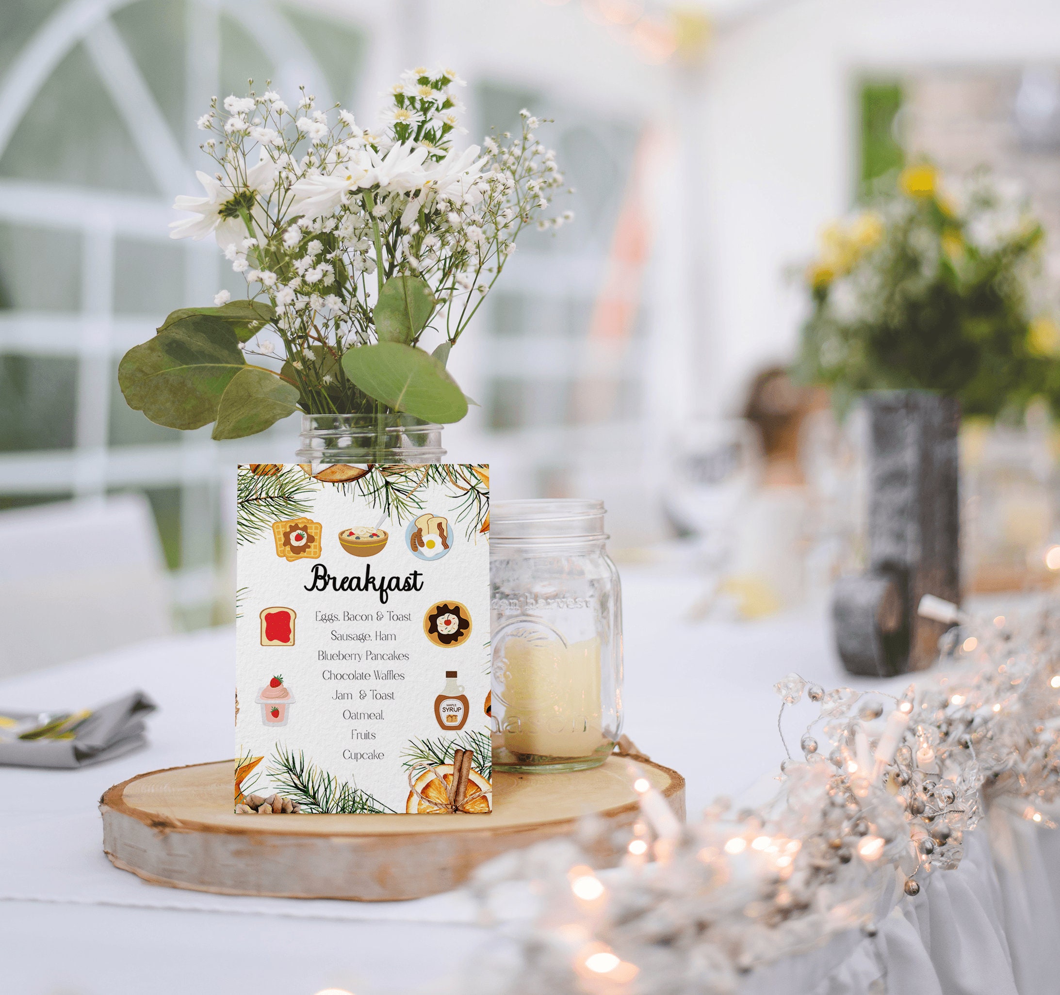 Christmas Breakfast Menu Sign Template, Editable Holiday Breakfast ...