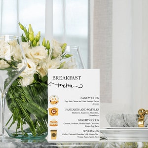 Breakfast Menu Sign Template, Create Your Own Breakfast Menu, Wedding ...