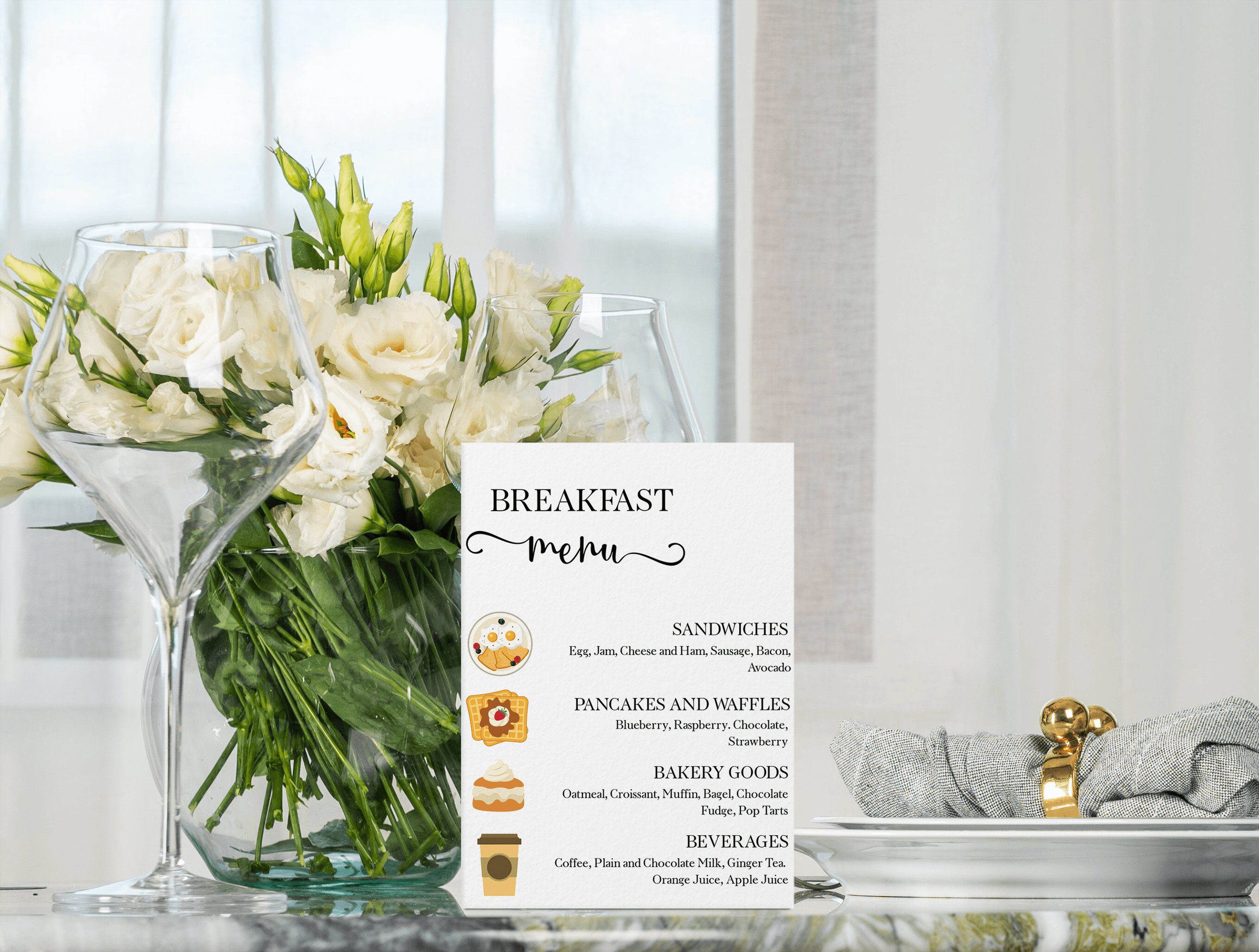 Breakfast Menu Sign Template, Create Your Own Breakfast Menu, Wedding ...
