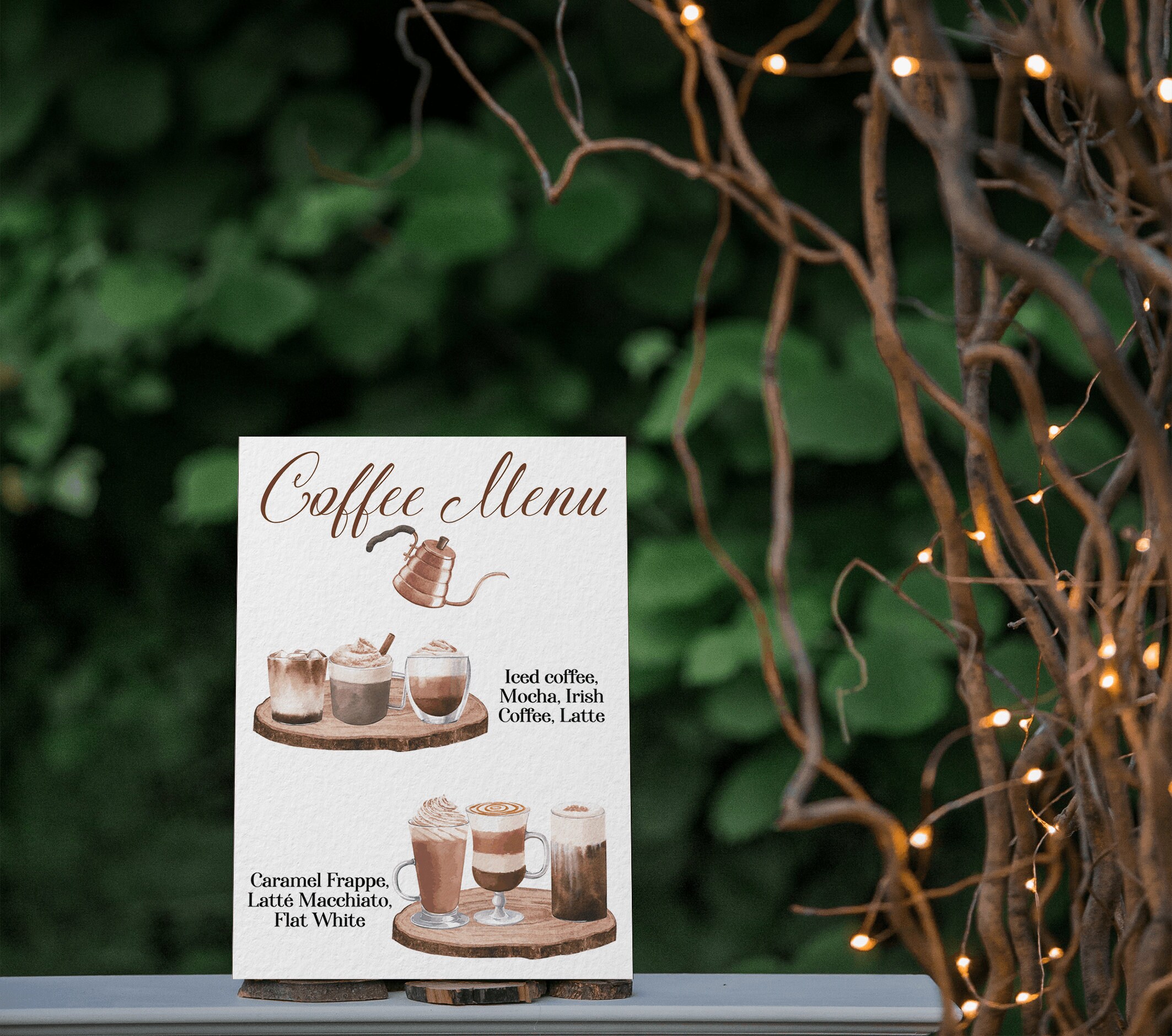 Coffee Menu Sign Template, Board Coffee Drink Menu Sign, Printable ...
