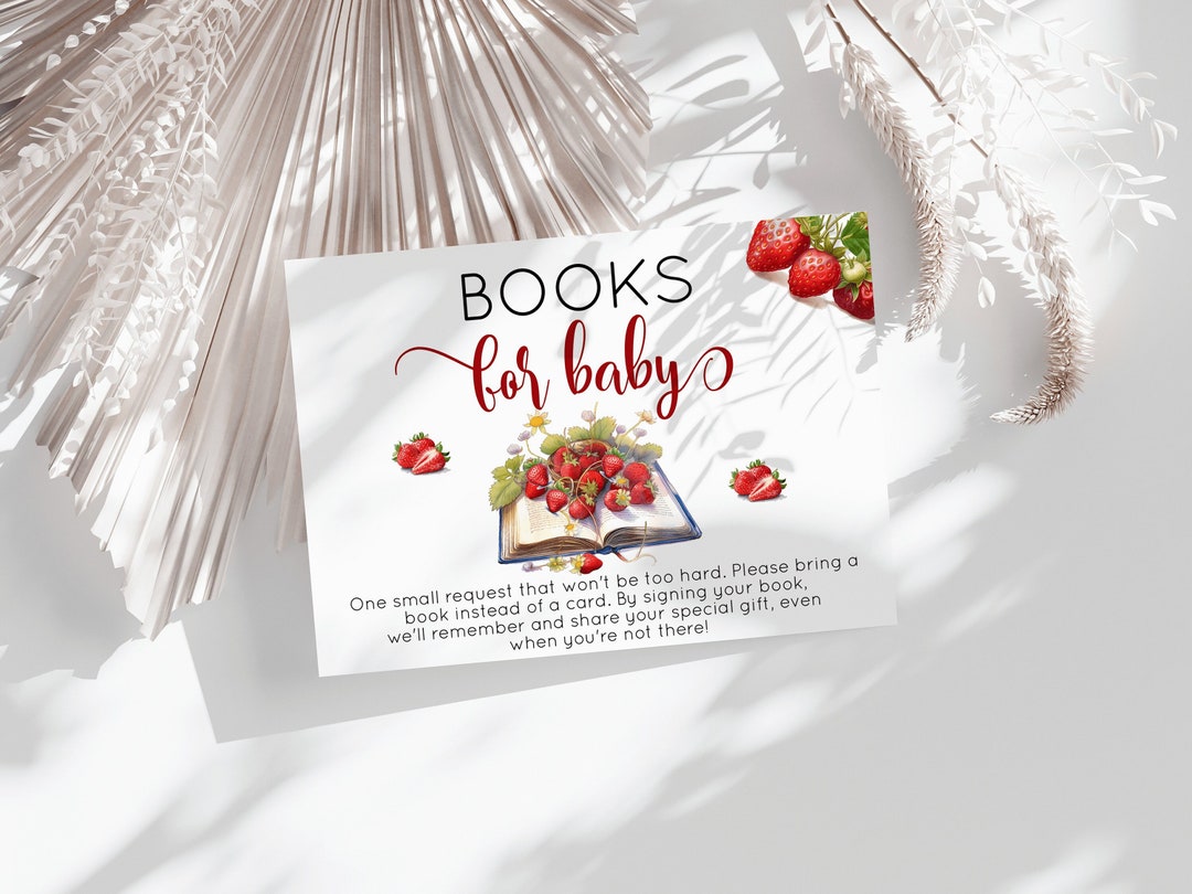 Editable Strawberry Books for Baby Insert Card, Someone Berry Sweet ...