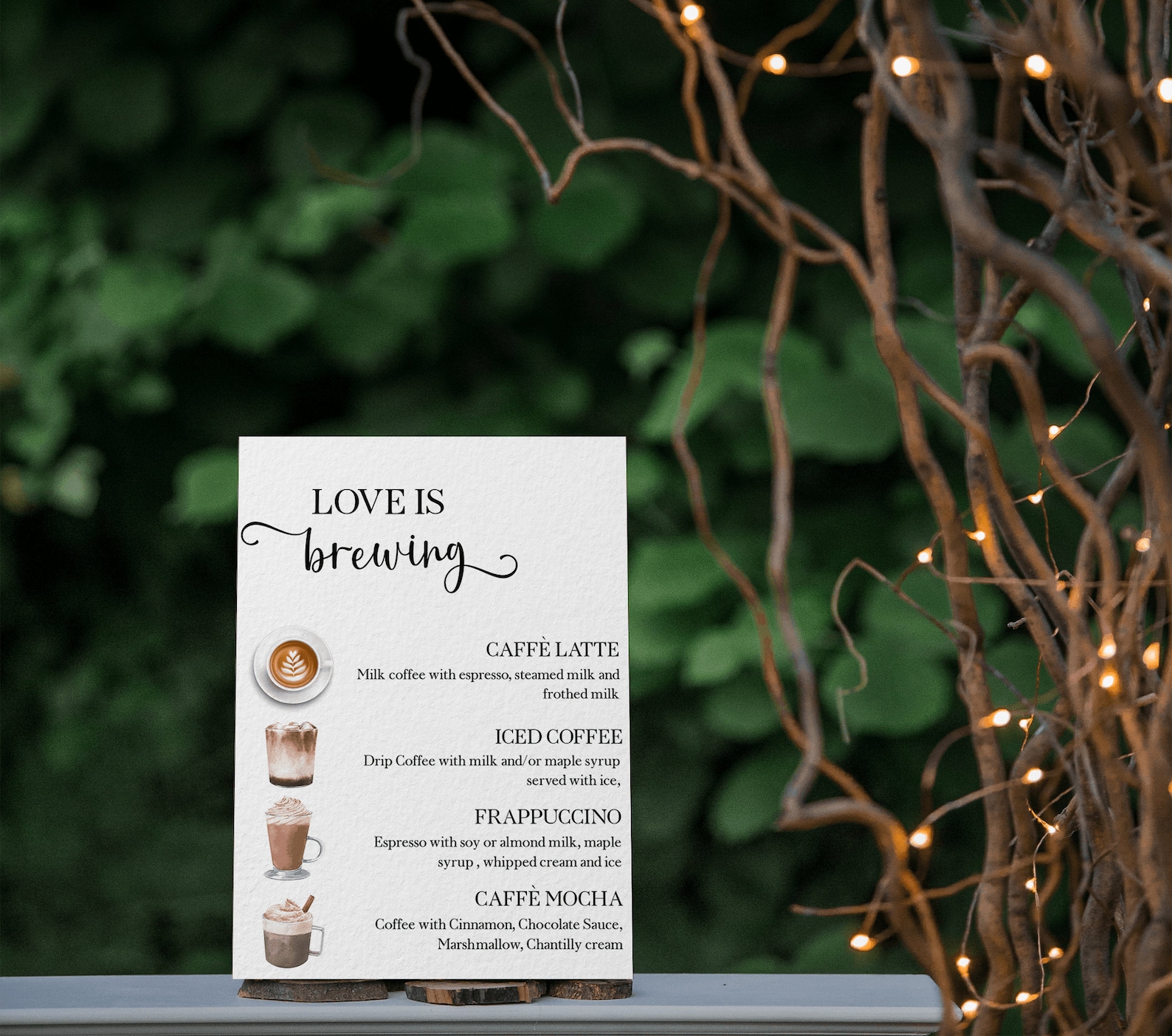 Love is Brewing Coffee Menu Sign Template, Minimalistic Wedding Coffee ...
