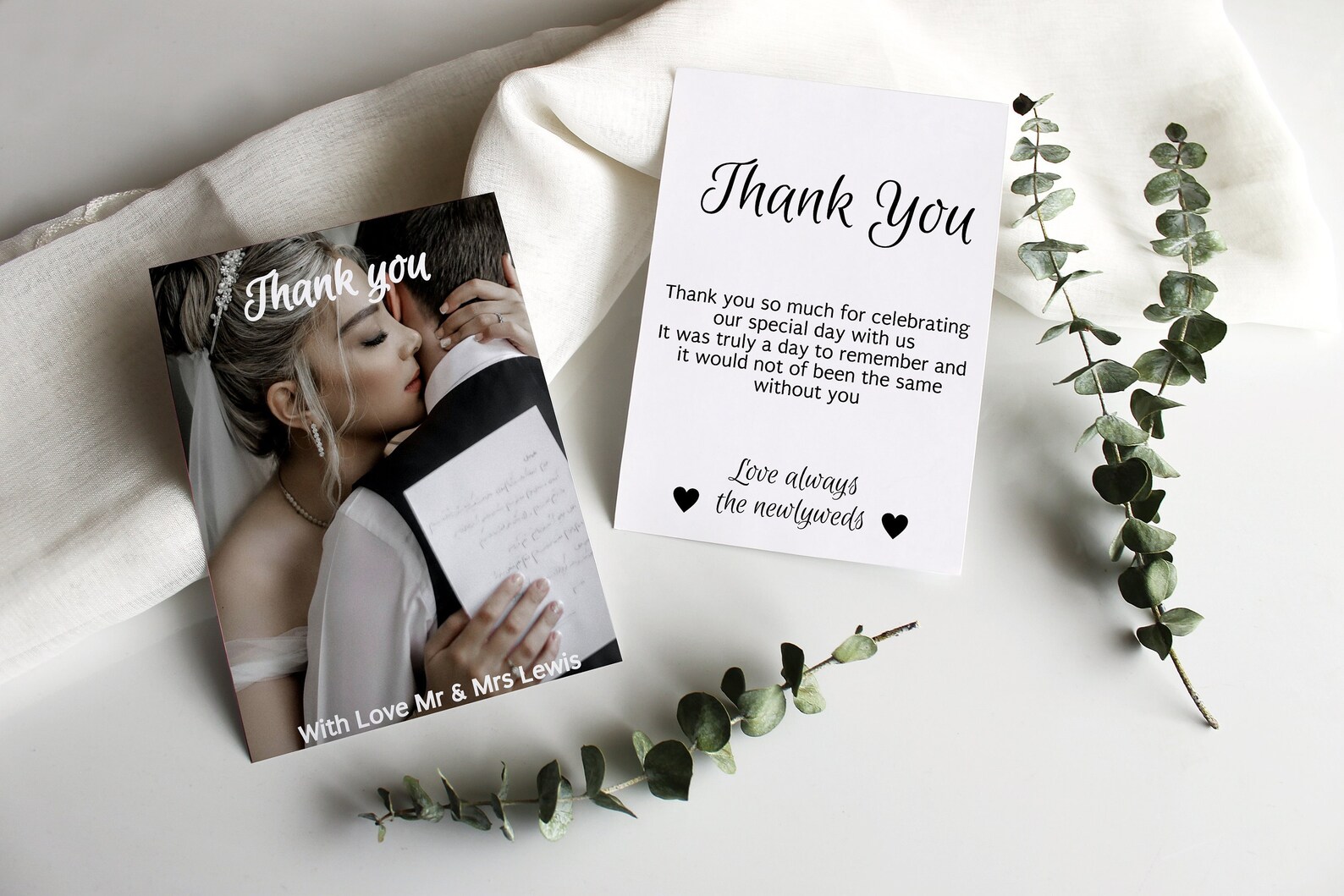 Wedding Thank You Note Template, Modern Wedding Photo Thank You Card ...