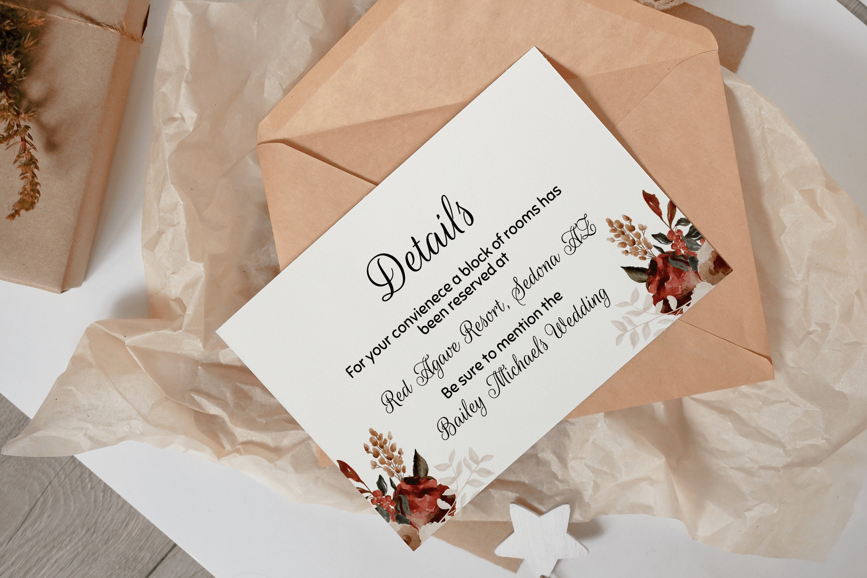 Wedding Detail Card Printable, Instant Download Template, Editable ...