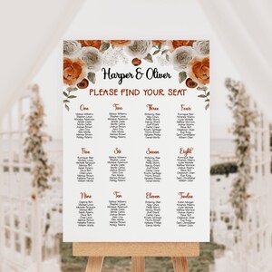Rustic Autumn Seating Chart Template Download, Fall Floral Wedding ...